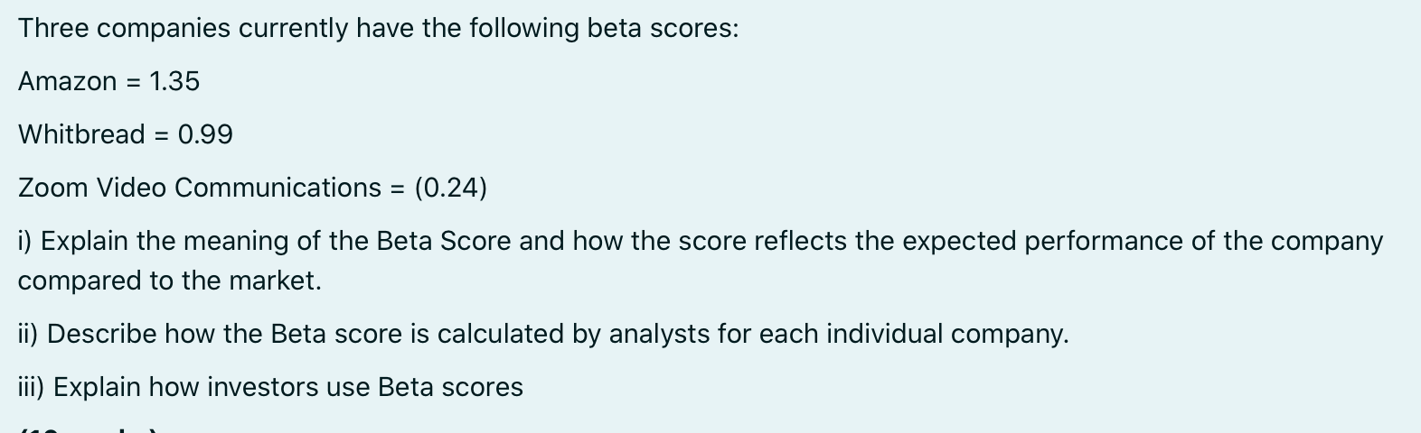 Solved Three companies currently have the following beta | Chegg.com