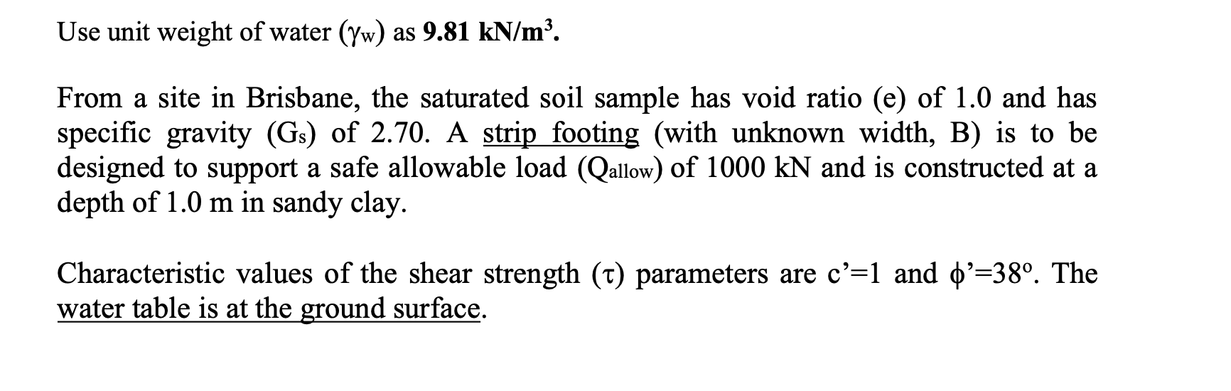 Solved Use unit weight of water (γw) as 9.81kN/m3. From a | Chegg.com