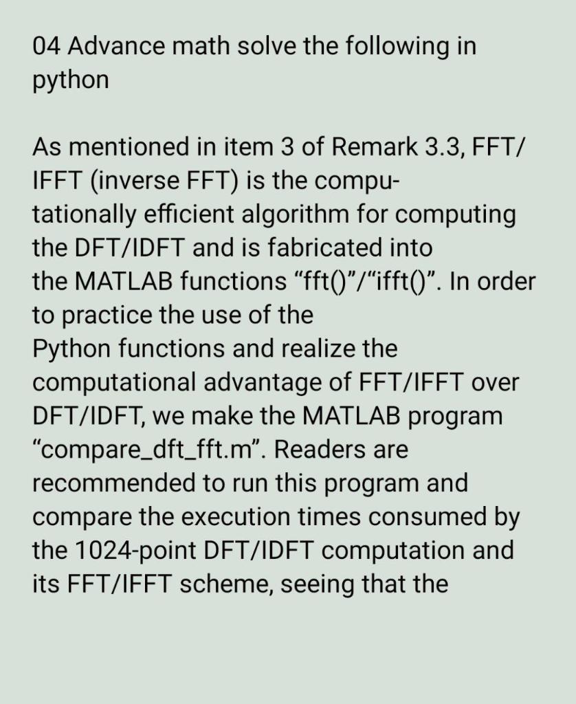 Solved 04 Advance math solve the following in python As | Chegg.com