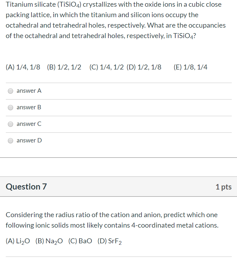 Solved Titanium silicate (TiSiO4) crystallizes with the | Chegg.com