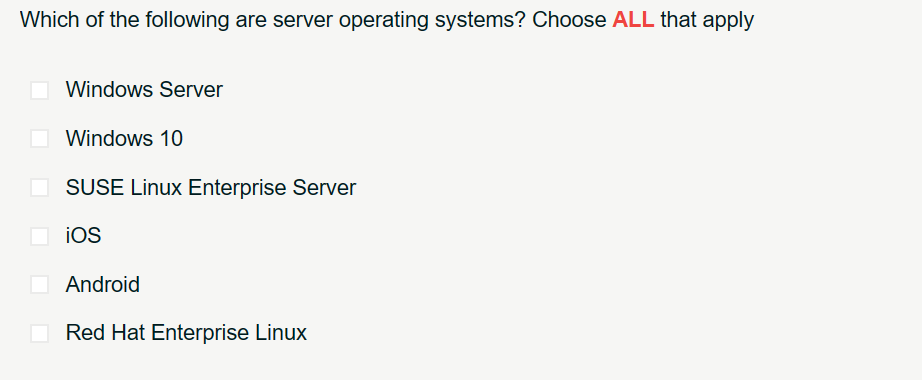 Solved Which of the following are server operating systems? | Chegg.com