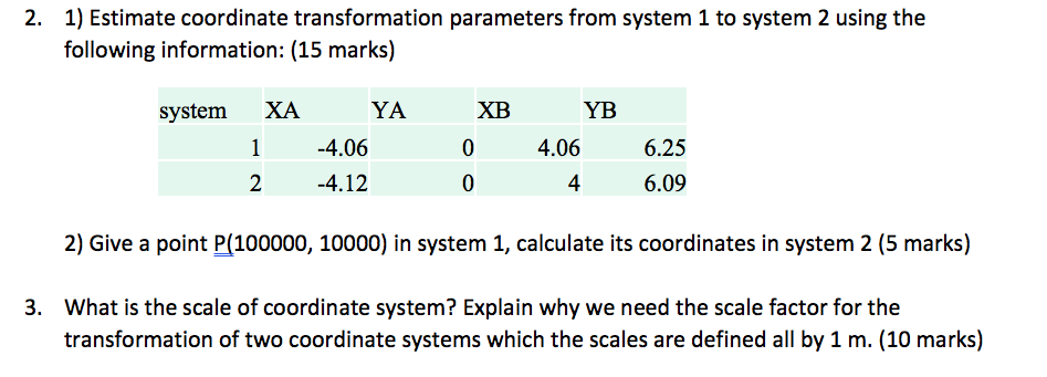 1 Estimate Coordinate Transformation Parameters From