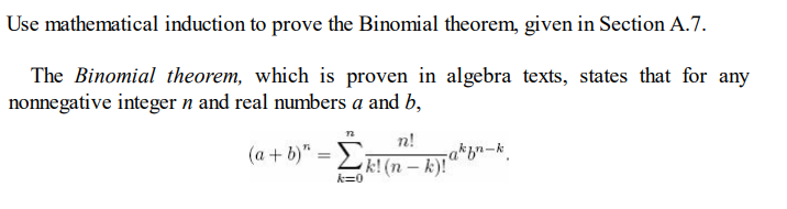 Solved Use mathematical induction to prove the Binomial | Chegg.com