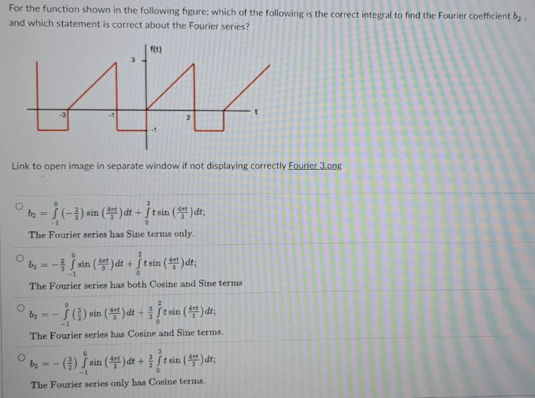 Solved For the function shown in the following figure; which | Chegg.com