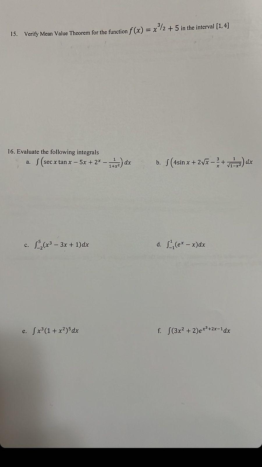 Solved 15. Verify Mean Value Theorem for the function f(x) = | Chegg.com