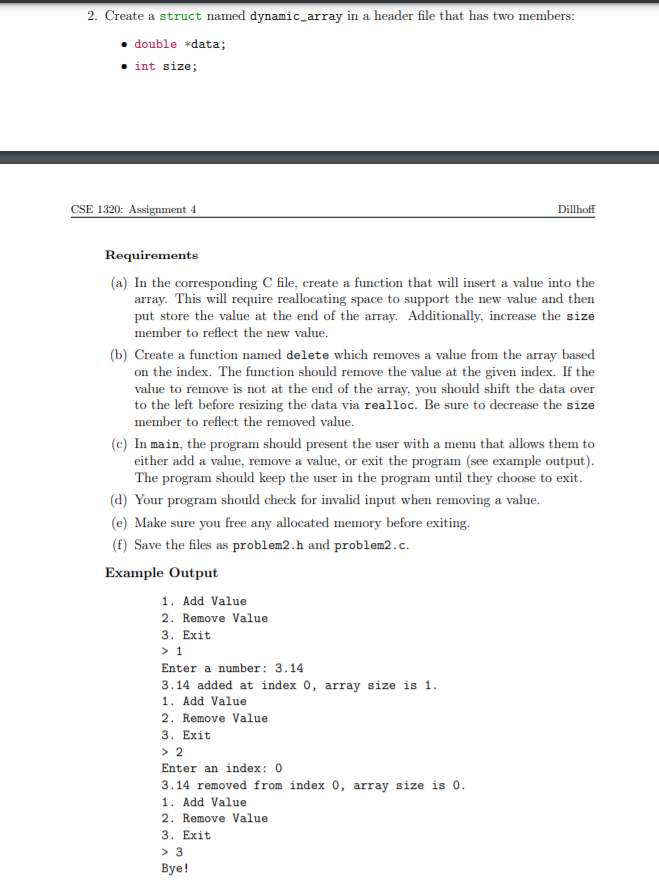 Solved 2. Create a struct named dynamic_array in a header | Chegg.com
