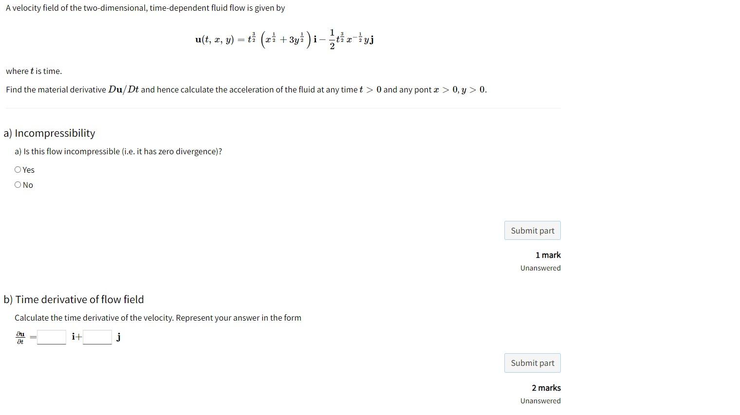 Solved A velocity field of the two-dimensional, | Chegg.com