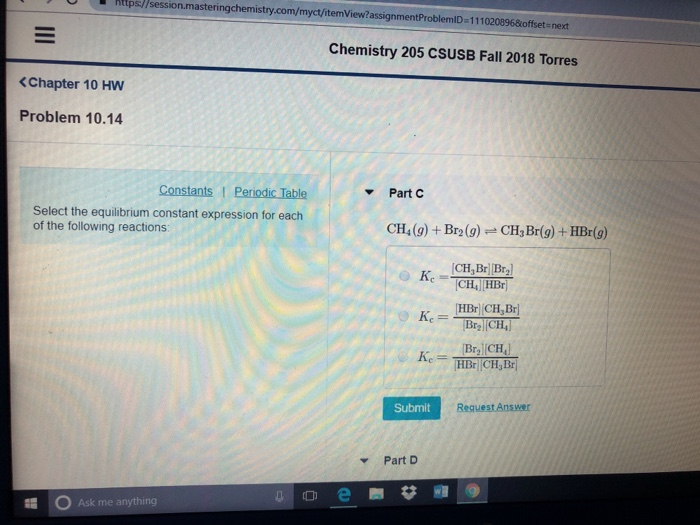 Solved Chemistry 205 CSUSB Fall 2018 Torres | Chegg.com