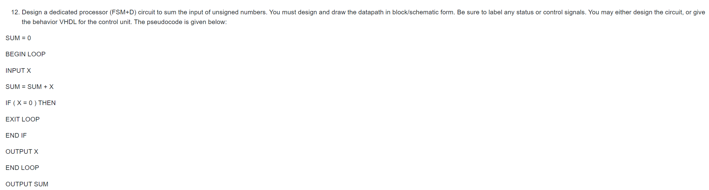 Solved the behavior VHDL for the control unit. The | Chegg.com