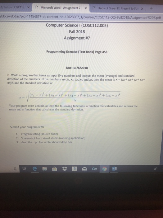 Solved &Tests.cosc112 ×1 D Microsoft word-Assignment 7 Study | Chegg.com