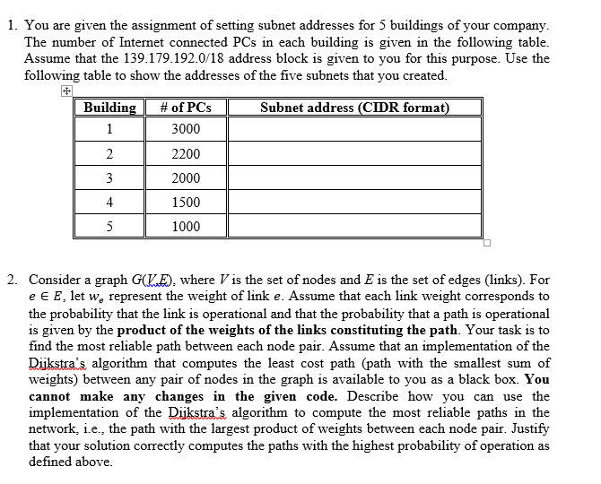 Solved 1 You Are Given The Assignment Of Setting Subnet