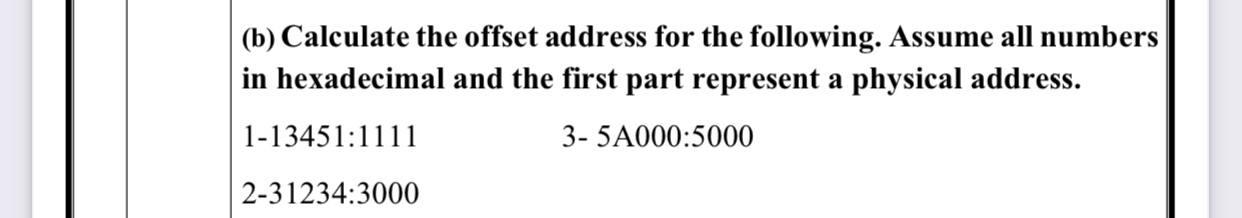 Solved (b) Calculate the offset address for the following. | Chegg.com