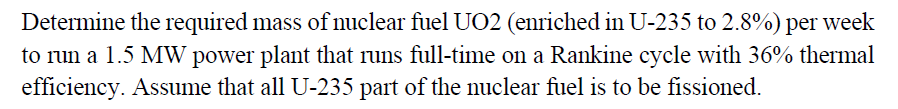 Solved Determine the required mass of nuclear fuel UO2 | Chegg.com