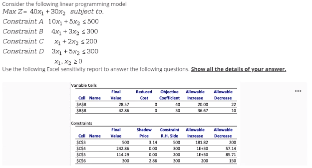 Solved If The Objective Function For X2 Was To Decrease From 7429