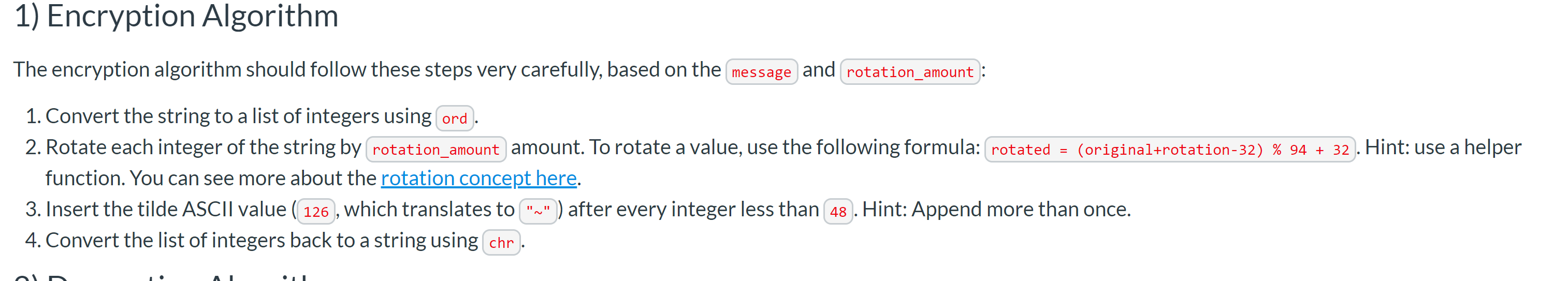 Solved encrypt_text: Consumes a string (plaintext message) | Chegg.com