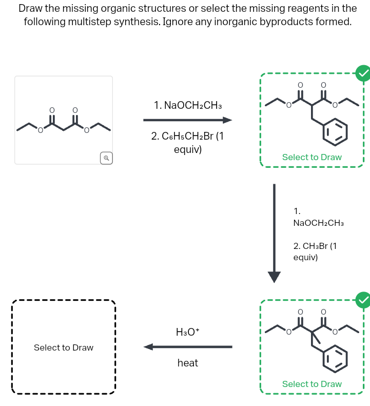 Solved Draw the missing organic structures or select the | Chegg.com
