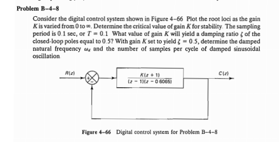 Solved Problem B-4-8 Consider the digital control system | Chegg.com