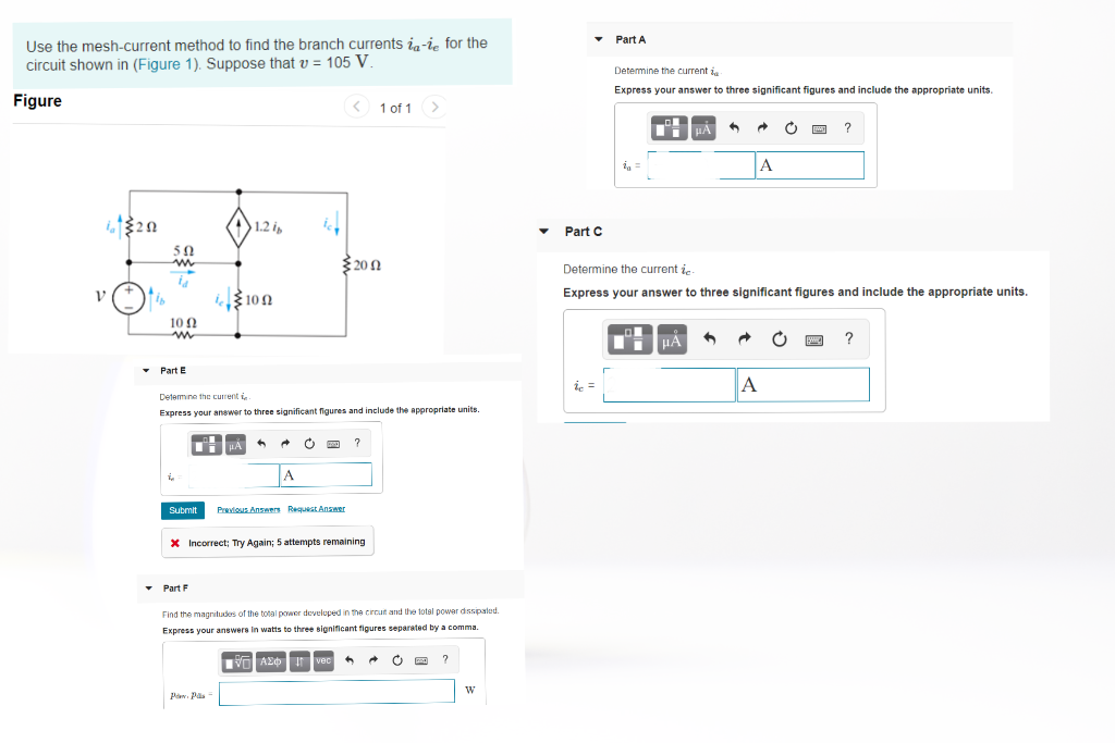 Solved Part A Use the mesh-current method to find the branch | Chegg.com