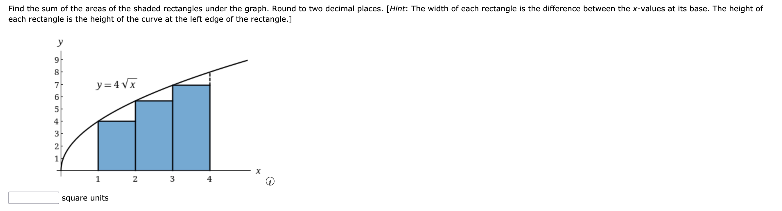 Solved Find the sum of the areas of the shaded rectangles | Chegg.com