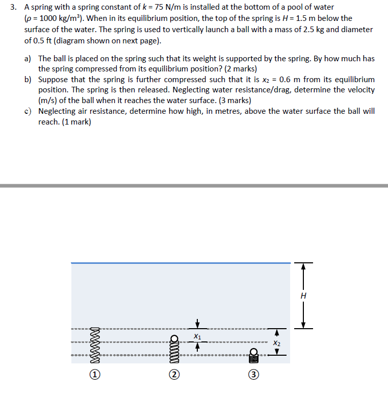 Solved 3. A spring with a spring constant of k 75 N/m is | Chegg.com