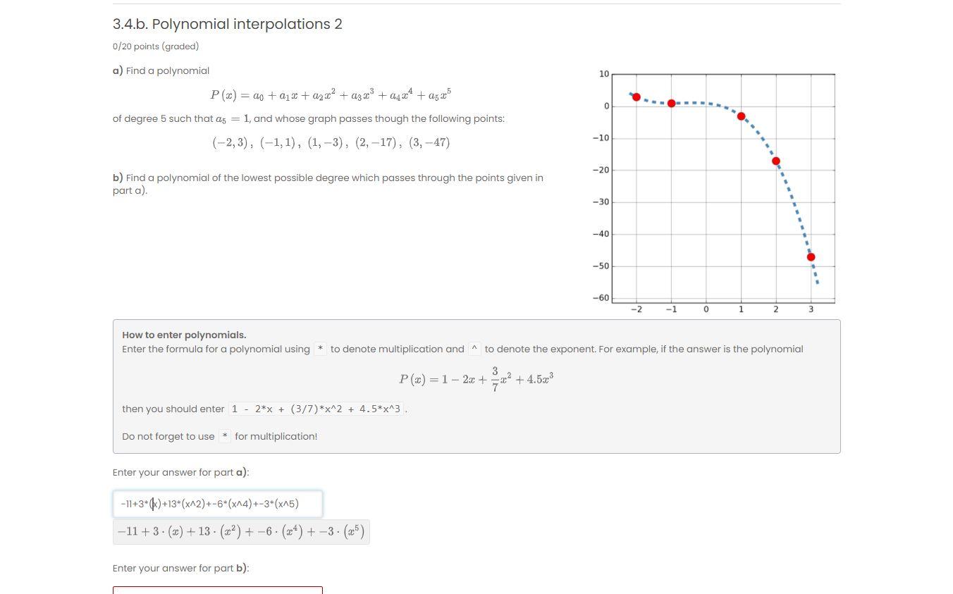 Solved 34b Polynomial Interpolations 2 020 Points 1903
