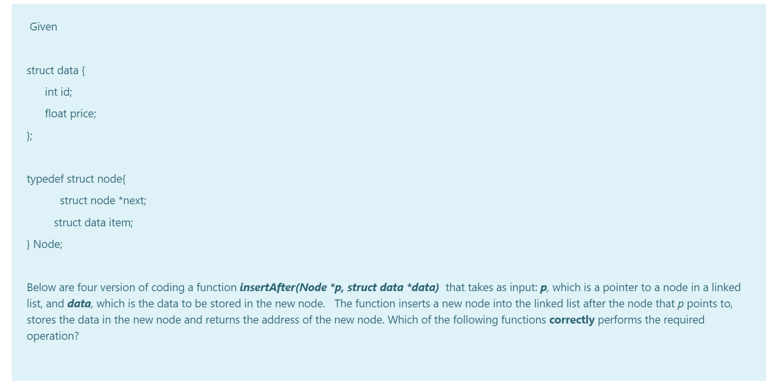 Solved Given struct data { int id; float price; typedef | Chegg.com Solved Given struct data { int id; float price; typedef | Chegg.com