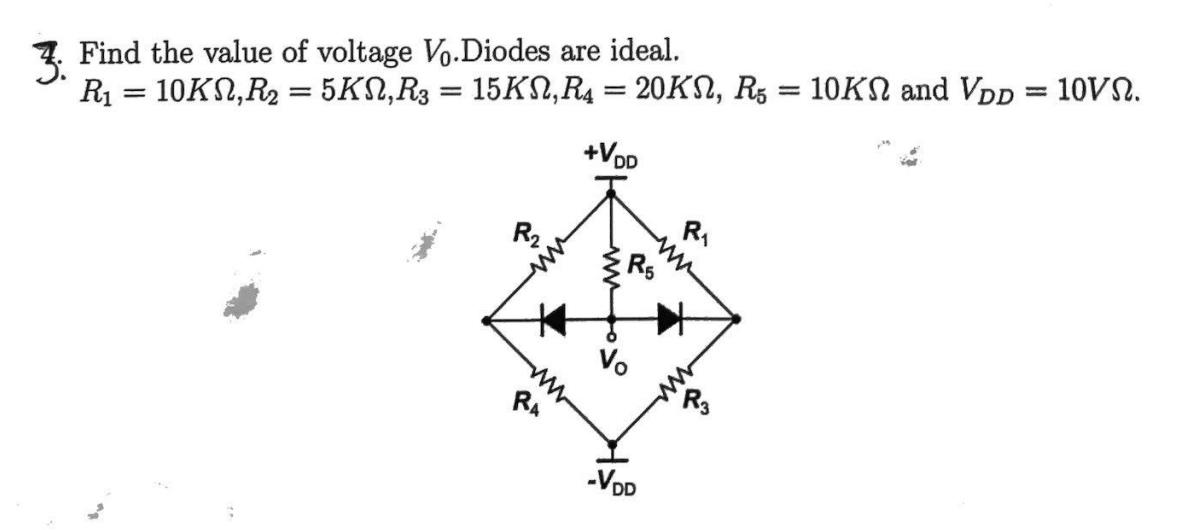 Solved 3. Find the value of voltage V0.Diodes are ideal. | Chegg.com
