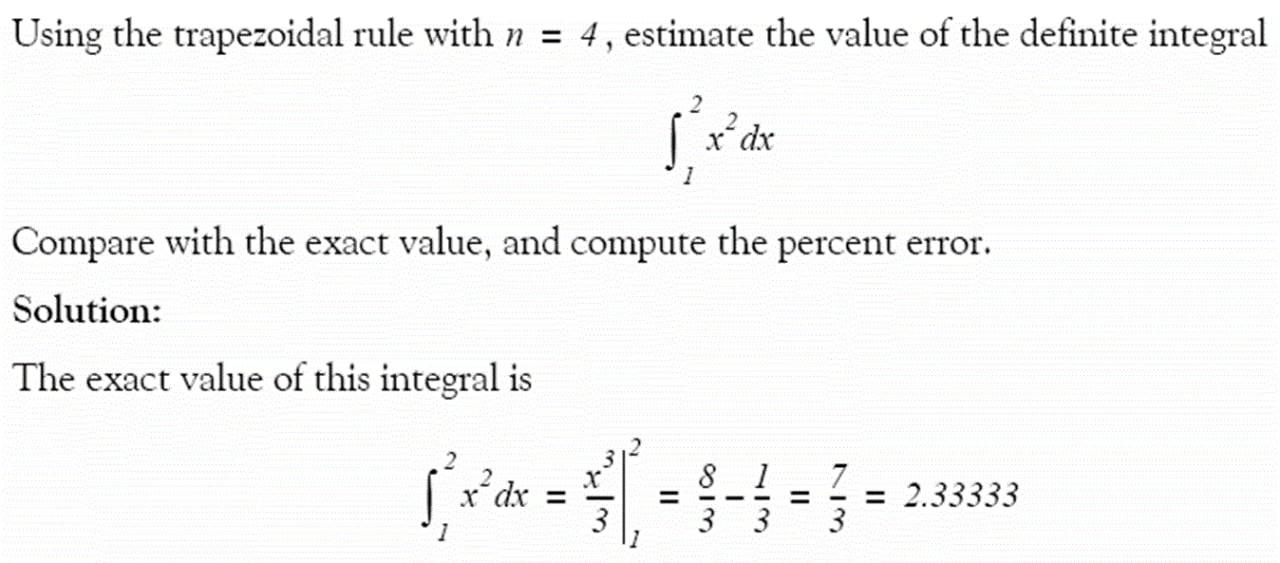 Solved Using the trapezoidal rule with n=4, estimate the | Chegg.com