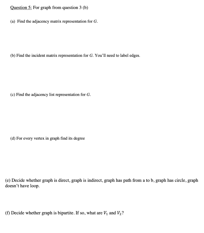 Solved Question 5: For graph from question 3 (b) (a) Find | Chegg.com