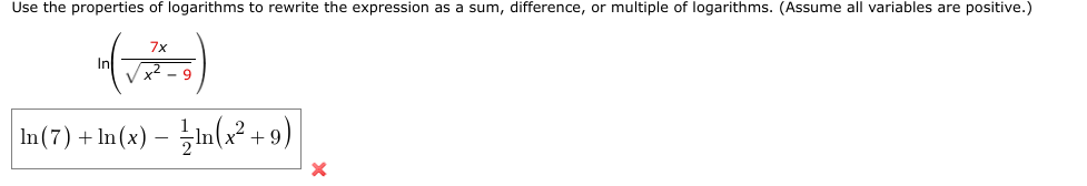 Solved Use the properties of logarithms to rewrite the | Chegg.com