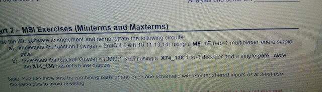 Solved art 2-MSI Exercises (Minterms and Maxterms) se the | Chegg.com