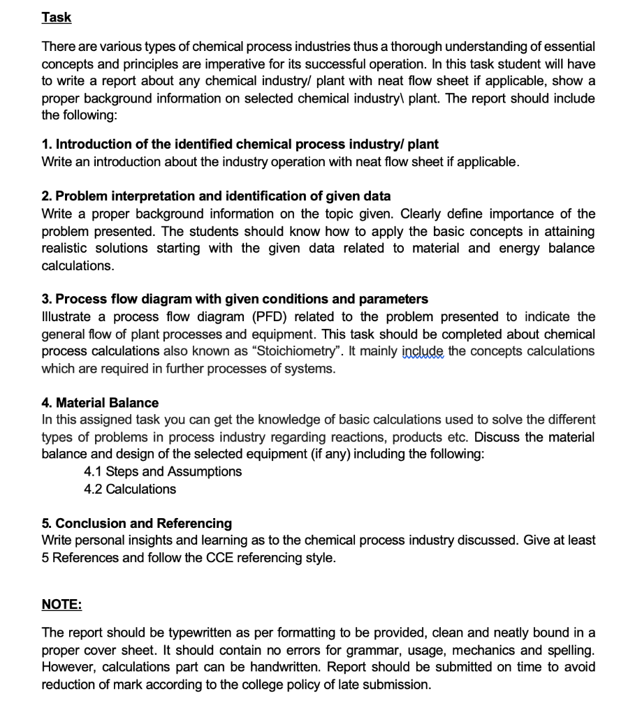 Task There are various types of chemical process | Chegg.com