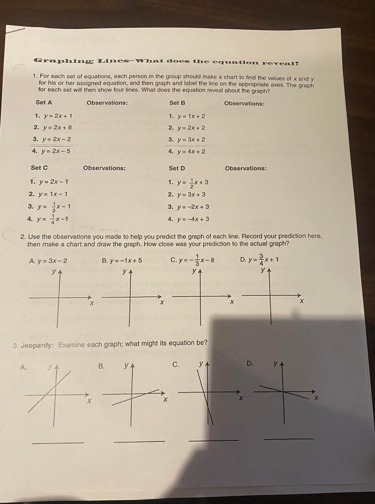 1. For each set of equations, each person in the | Chegg.com