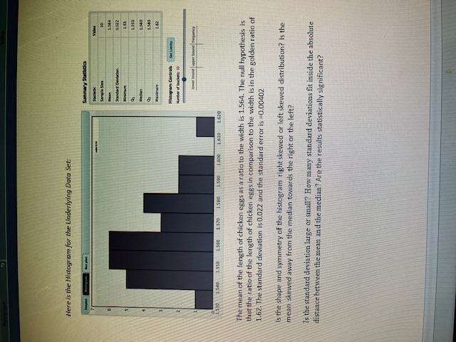 Solved Here is the Histogram for the Underlying Data Set:The | Chegg.com