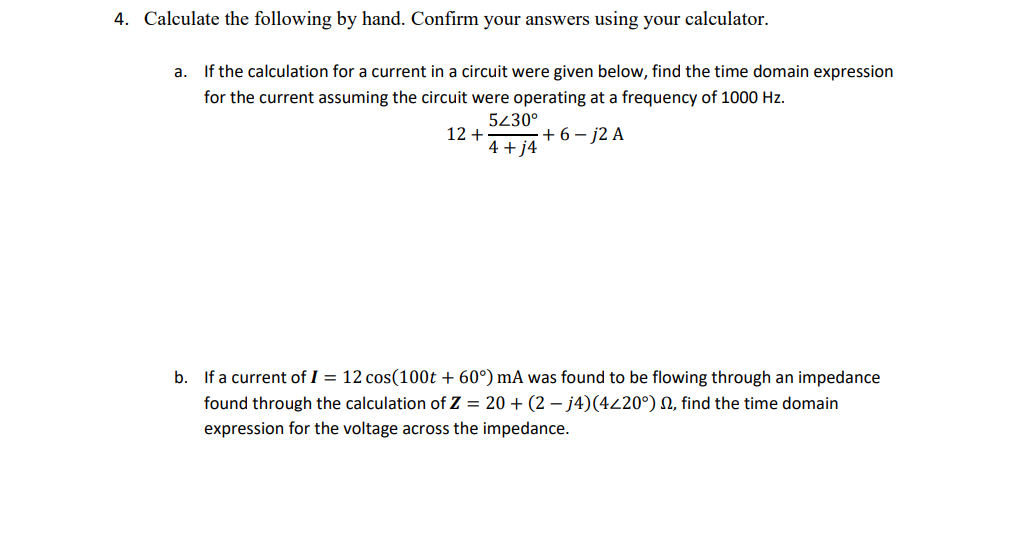 Solved Calculate the following by hand. Confirm your answers | Chegg.com