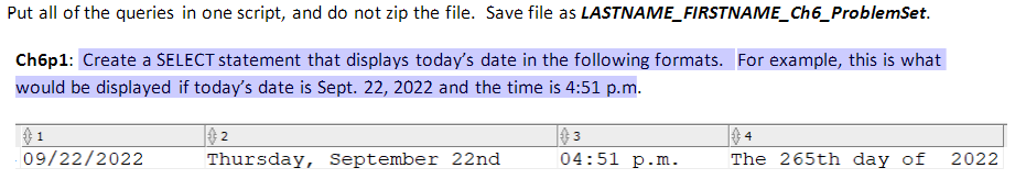 Solved Ch6p1: Create a SELECT statement that displays | Chegg.com
