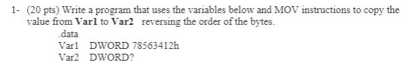 Solved 1- (20 pts) Write a program that uses the variables | Chegg.com
