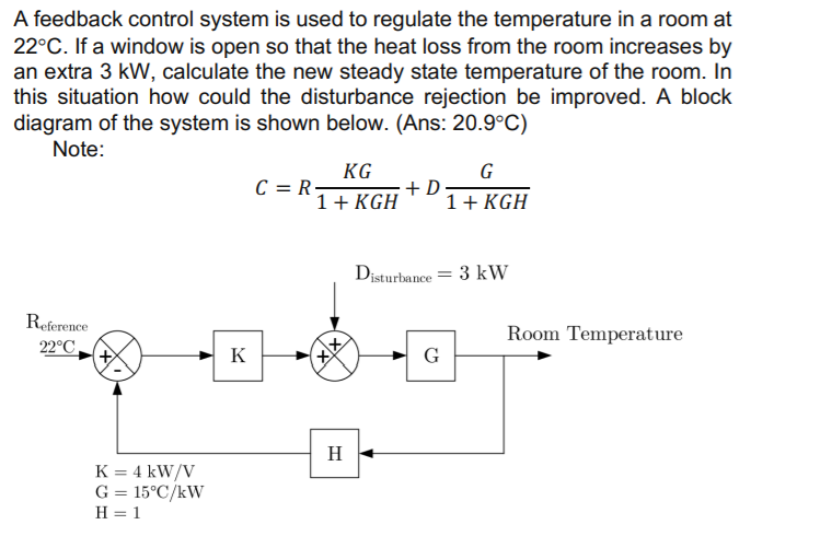 Solved A feedback control system is used to regulate the | Chegg.com