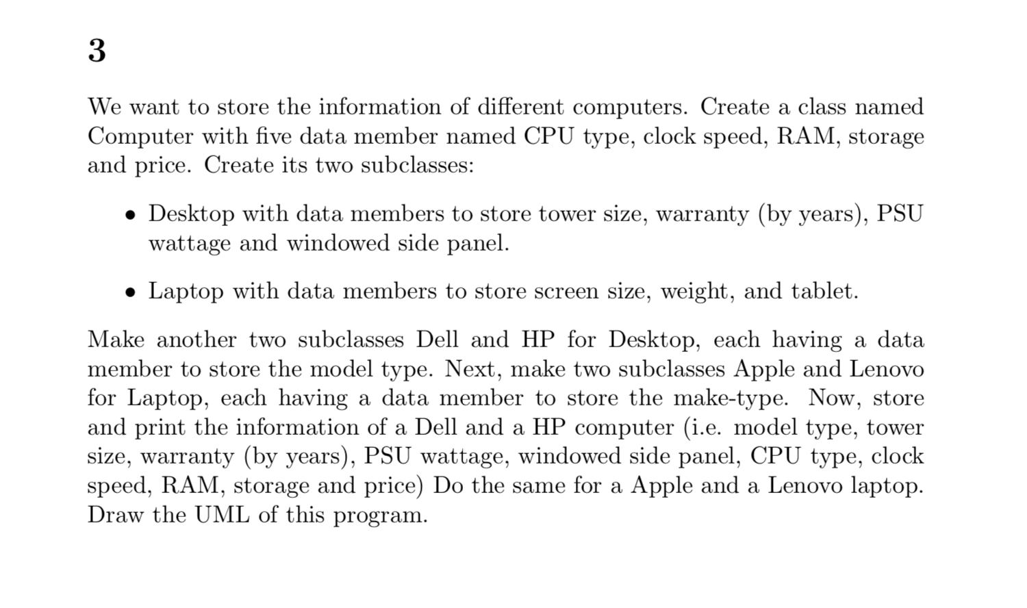 Solved 3 We want to store the information of different | Chegg.com