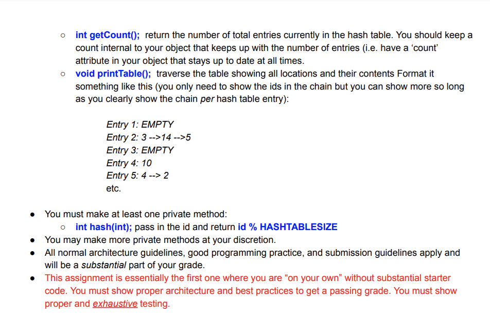 Assignment 7: Hash Tables Description: In this | Chegg.com