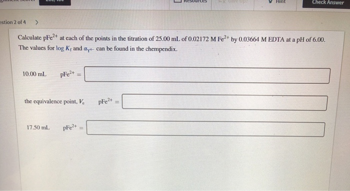 Calculate pMn+ at each of the points in the titration | Chegg.com
