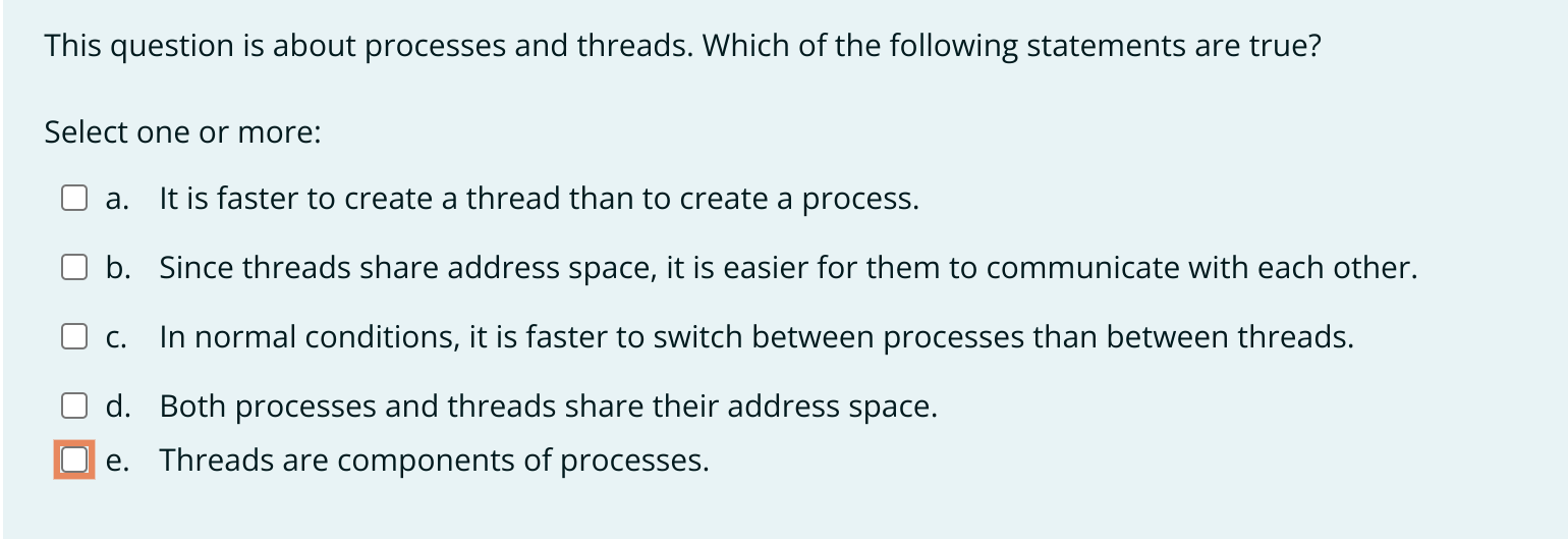 Solved This question is about processes and threads. Which | Chegg.com
