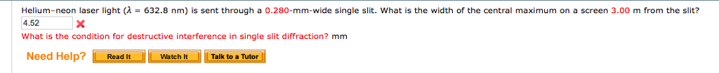 Solved Helium-neon laser light (λ = 632.8 nm) is sent | Chegg.com