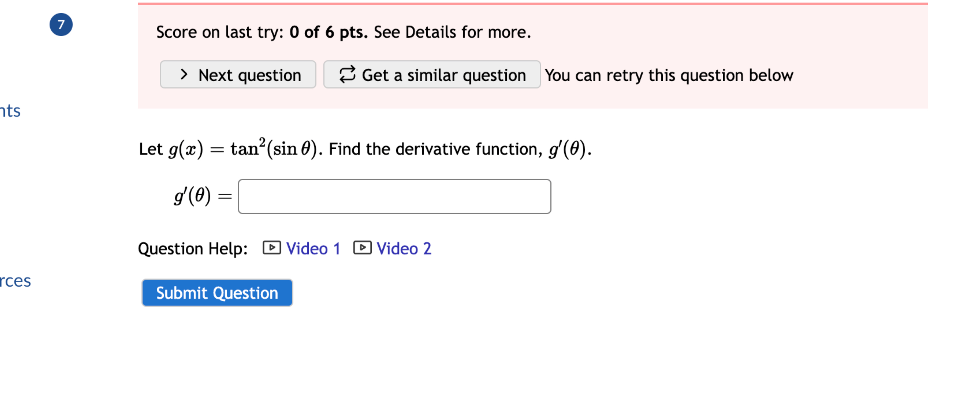Solved 7Score on ﻿last try: 0 of 6 pts. ﻿See Details for | Chegg.com