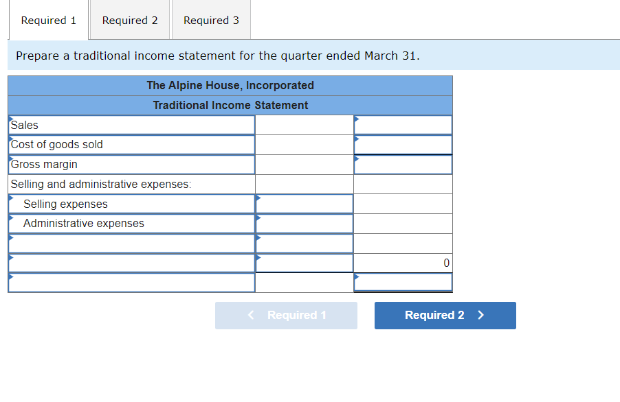 Solved Required: 1. Prepare a traditional income statement | Chegg.com