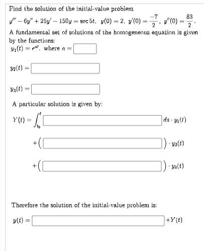 Solved Find the solution of the initial-value problem -7 83 | Chegg.com