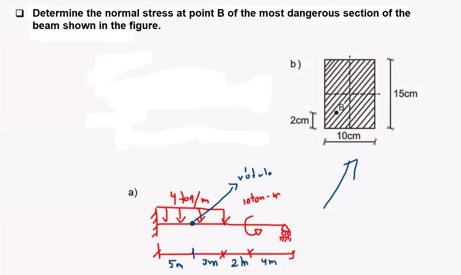 Solved Determine the normal stress at point B of the most | Chegg.com