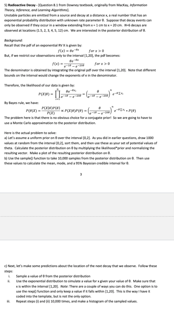 Solved 5) Radioactive Decay - [Question 8.1 from Downey | Chegg.com