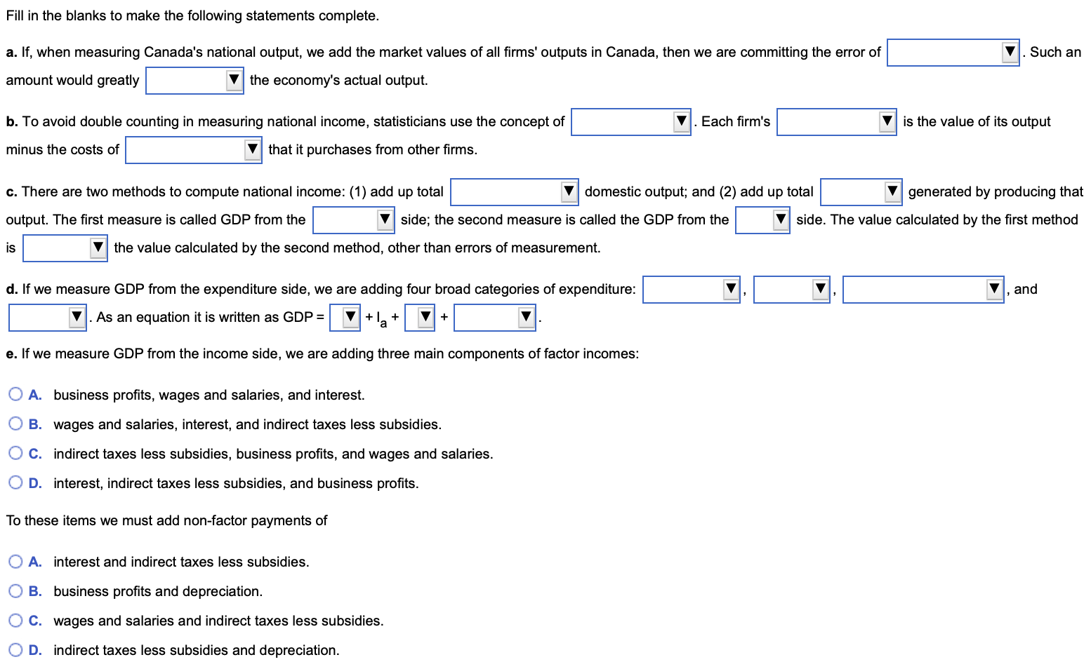 Solved Fill in the blanks to make the following statements | Chegg.com