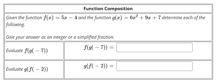 Solved Function Composition Given the function f(x) = 5x – 4 | Chegg.com